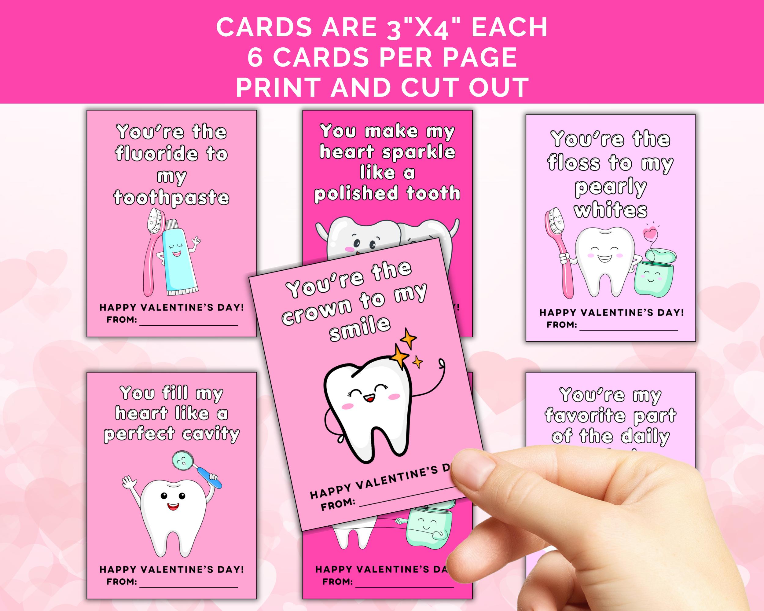 Funny Dental Valentine Cards, 12 Printable Dental Valentines for ...
