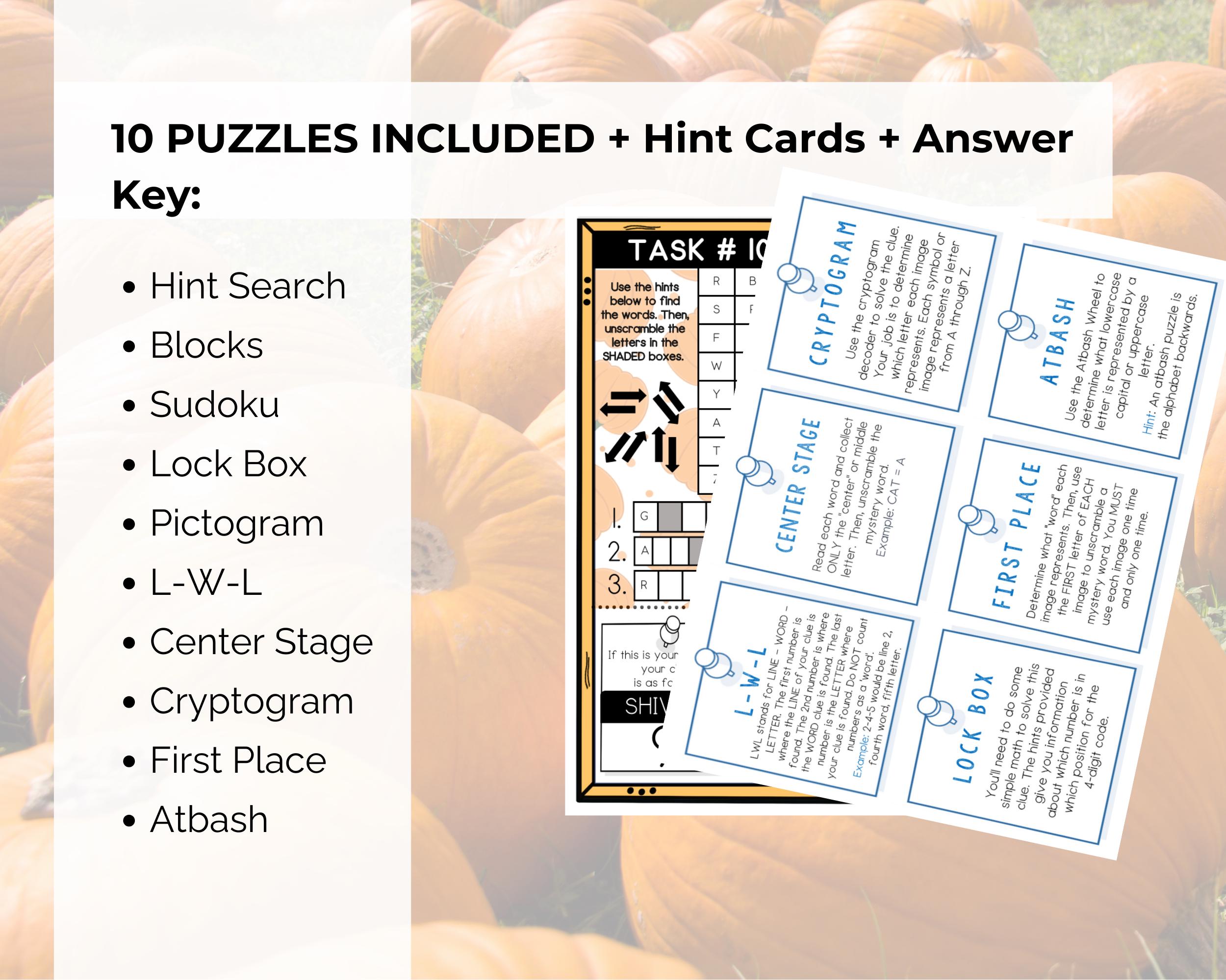 Pumpkin Patch Escape Room, Halloween Printable Escape Room Kit, DIY ...