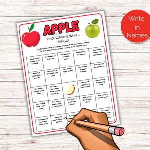 Apple Find Someone Who Game, Apple Party Mix and Mingle Bingo, Apple ...