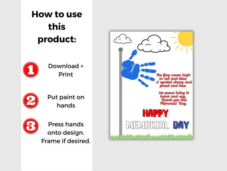 Memorial Day Flag Handprint Art, Memorial Day Handprint Craft for ...