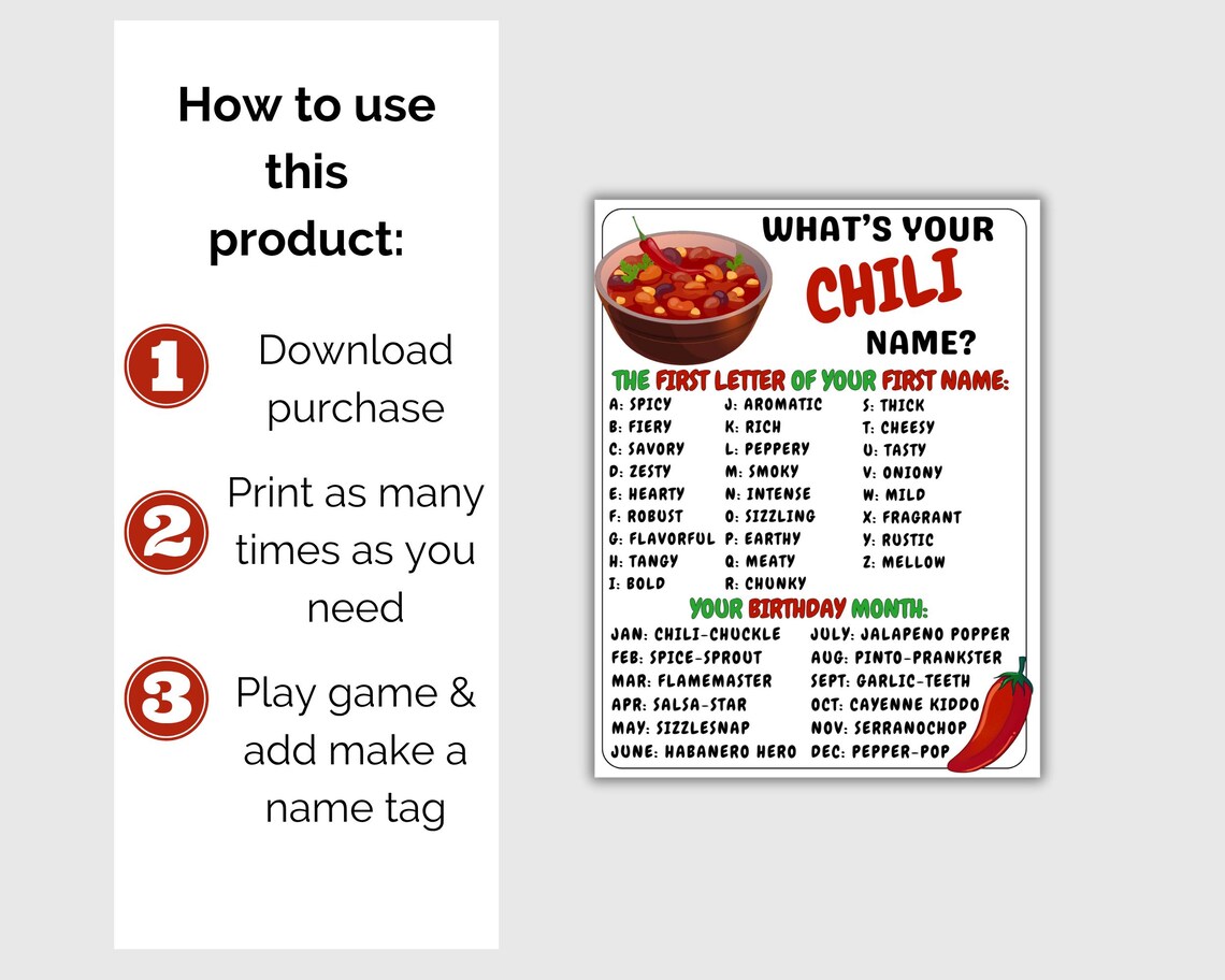 Chili Game Bundle, 16 Printable Chili Cook-off Games, Chili Party Games ...