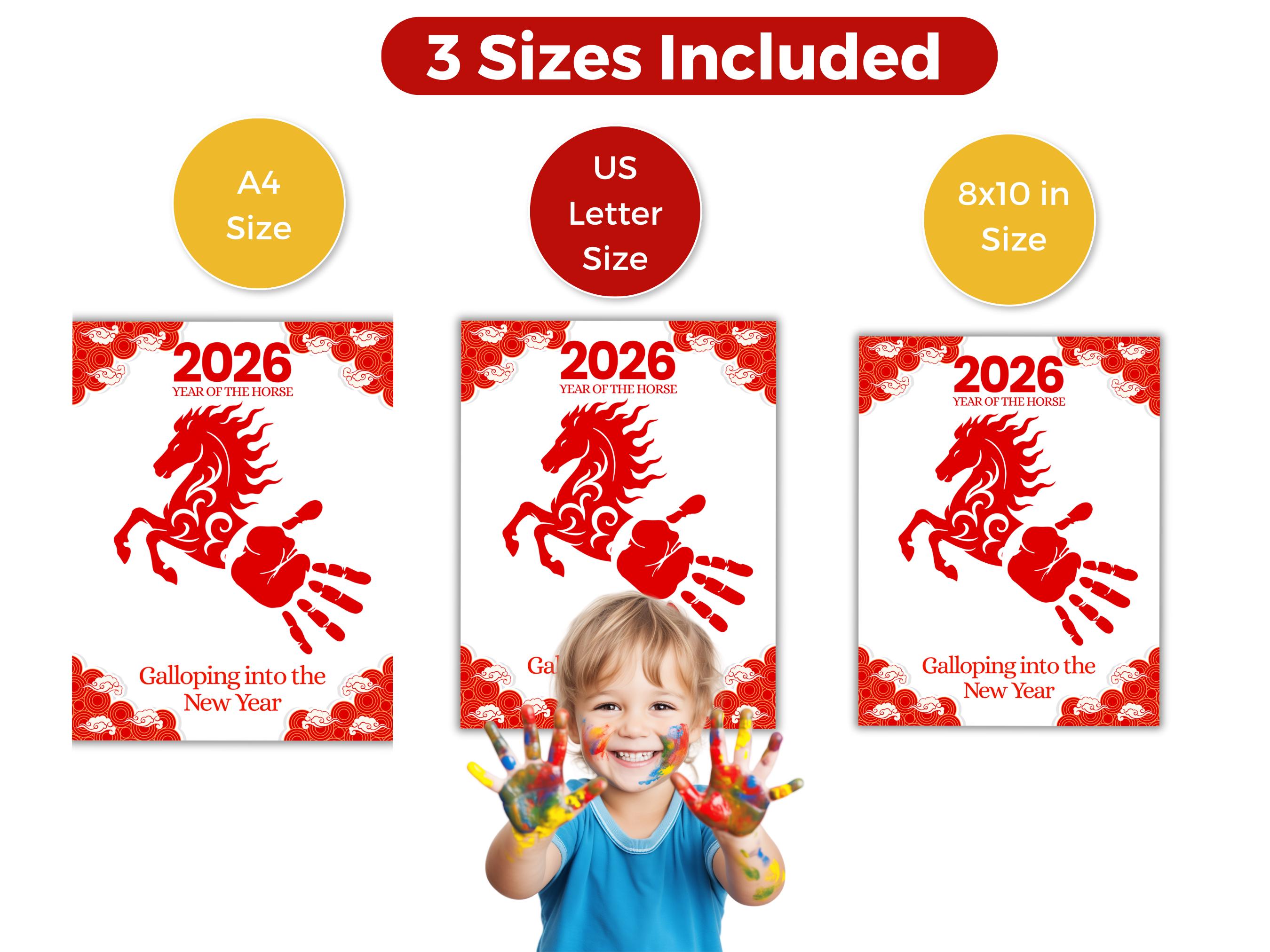 2026 Lunar New Year Handprint Art Bundle, Chinese New Year Handprint ...