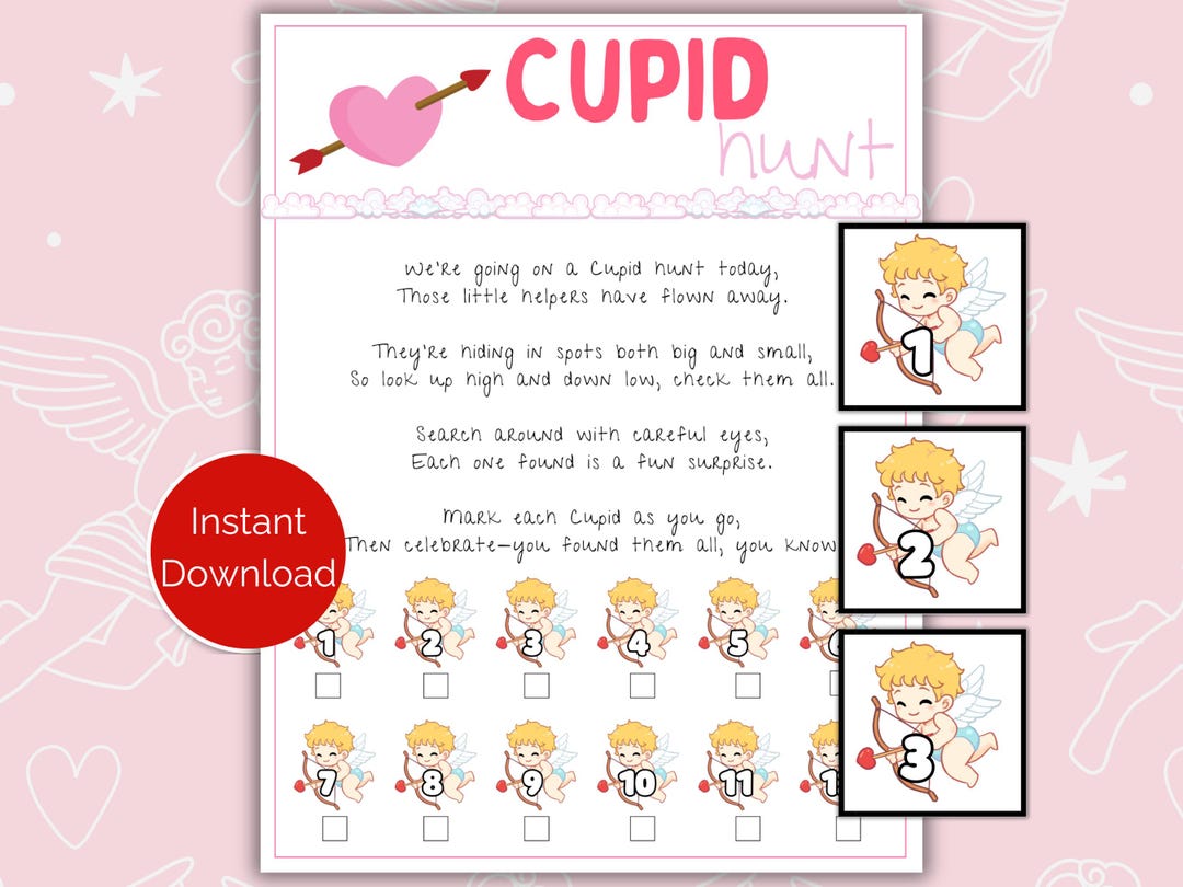 Valentines Day Cupid Scavenger Hunt for Kids, Printable Valentines ...