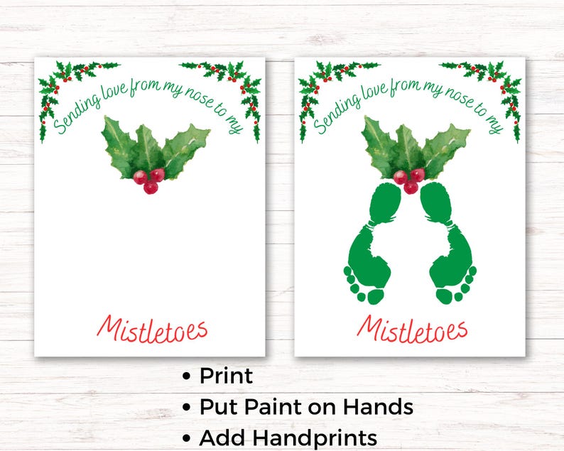 Mistletoe Footprint Art, Christmas Handprint Craft for Toddlers ...