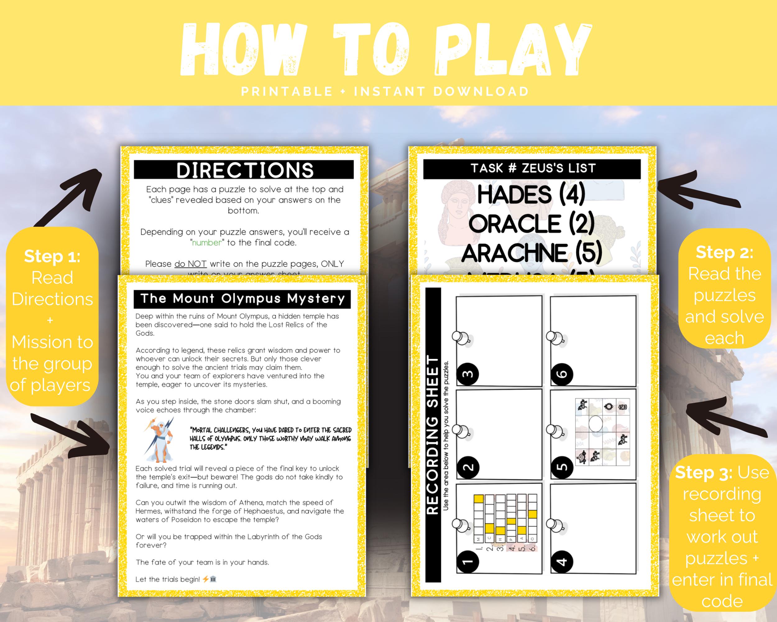 Greek Mythology Escape Room for Kids, Printable Escape Room Kit ...