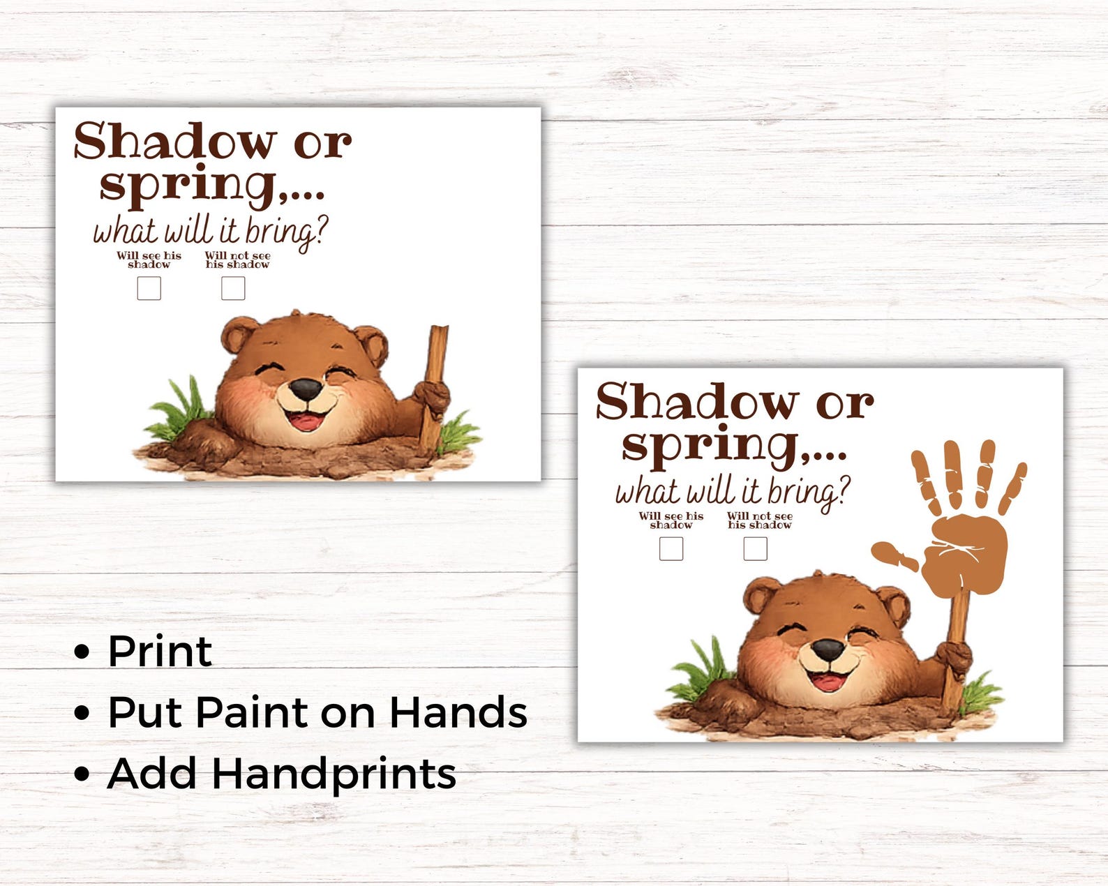 Groundhog Day Handprint Art, "spring or Winter" Groundhog Day Handprint ...