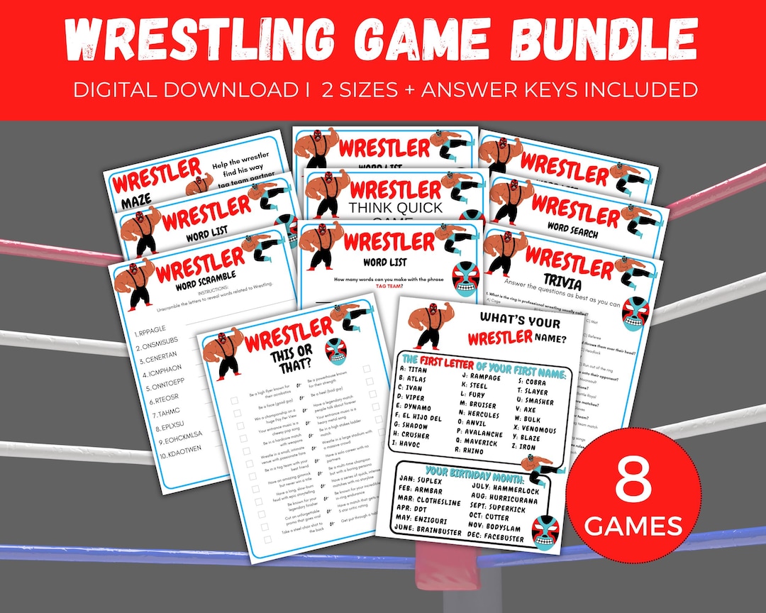 Wrestling Party Games, Wrestling Printable Games, Wrestling Activities ...