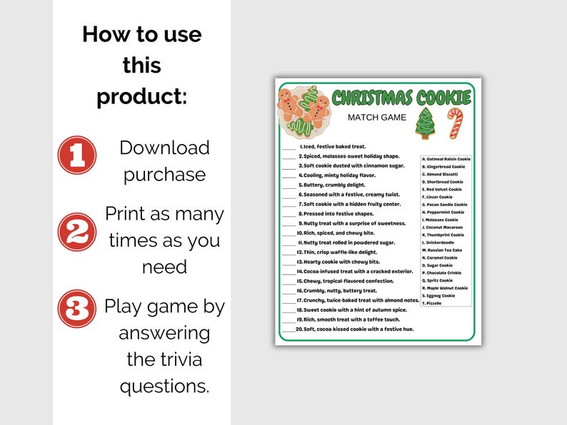 Christmas Cookie Match Game, Printable Christmas Cookie Exchange Party ...