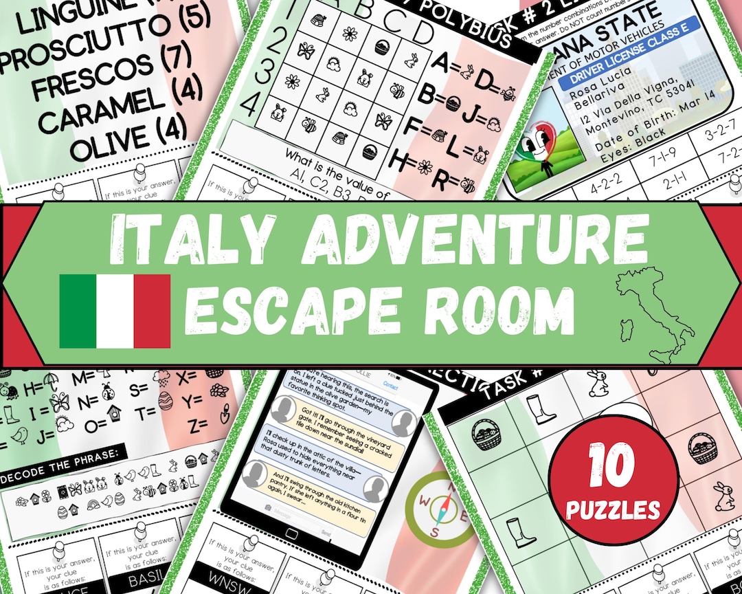 Italy Escape Room for Kids, Printable Escape Room Kit, Birthday Party ...