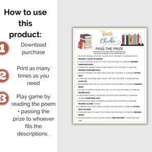 Book Club Pass the Prize, Printable Book Club Pass the Parcel Game ...