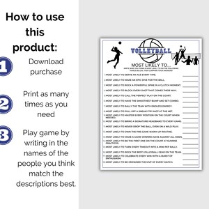 Volleyball Most Likely To, Printable Volleyball Team Party Games ...