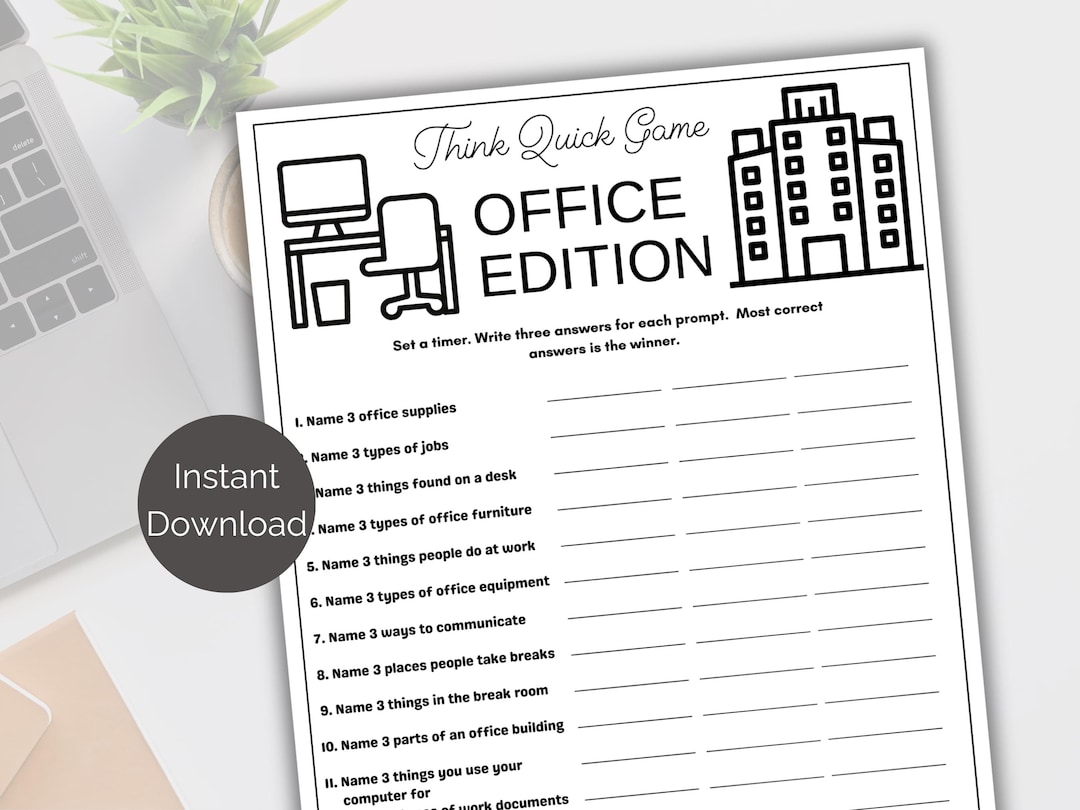 Office Think Quick, Office Party Game, Team Building Game for Employees ...