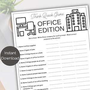 Office Think Quick, Office Party Game, Team Building Game for Employees ...