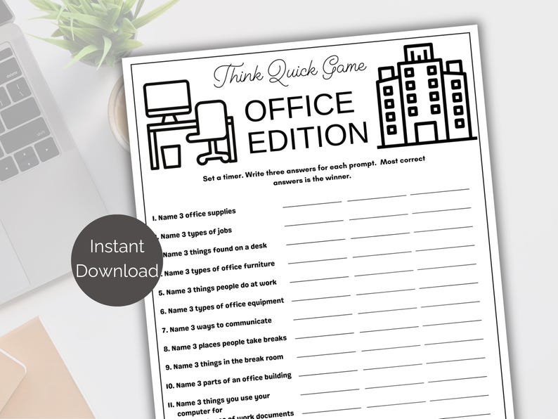 Office Think Quick, Office Party Game, Team Building Game for Employees ...