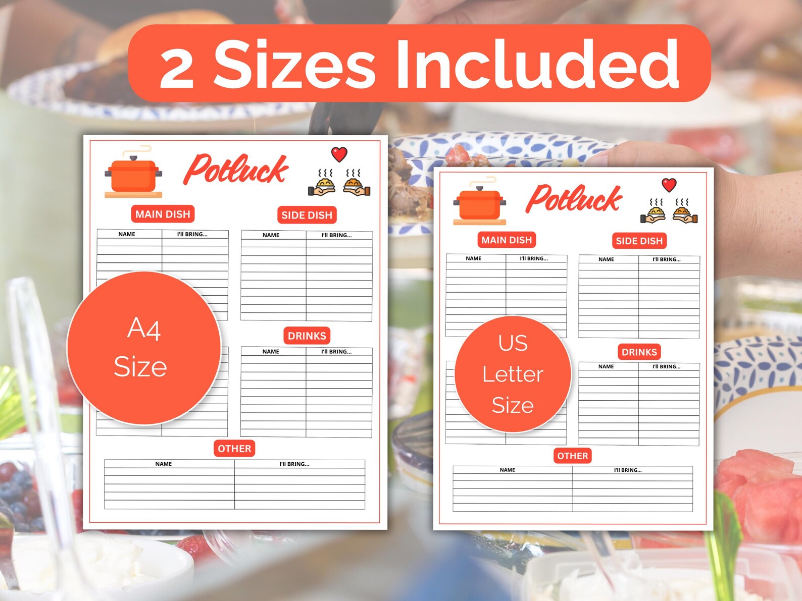 Potluck Sign up Sheet, Printable Potluck Party Sign up Form, Potluck ...
