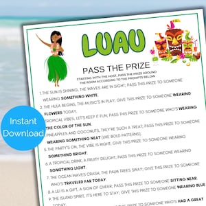 Luau Pass the Prize, Printable Luau Pass the Parcel Game, Luau Party ...