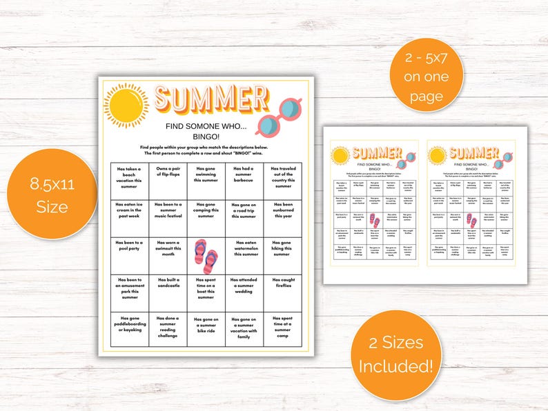 Summer Find Someone Who Game, Printable Summer Party Mix and Mingle ...