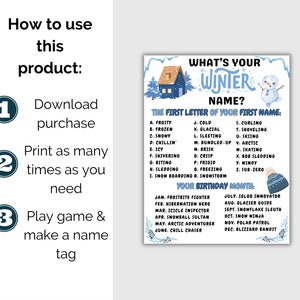 What's Your Winter Name Game + Name Tags, Winter Game Activity, Winter ...
