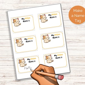 What's Your Kitten Name Game + Name Tags, Cat Themed Party Printable ...