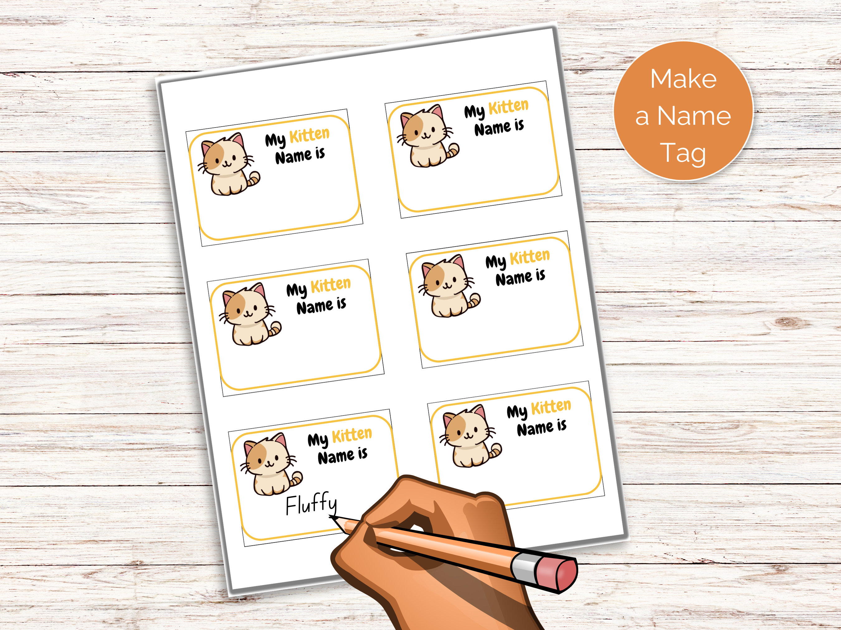What's Your Kitten Name Game + Name Tags, Cat Themed Party Printable ...