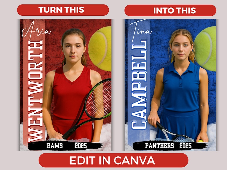Editable Senior Tennis Banner Template, Custom Tennis Poster, Tennis ...