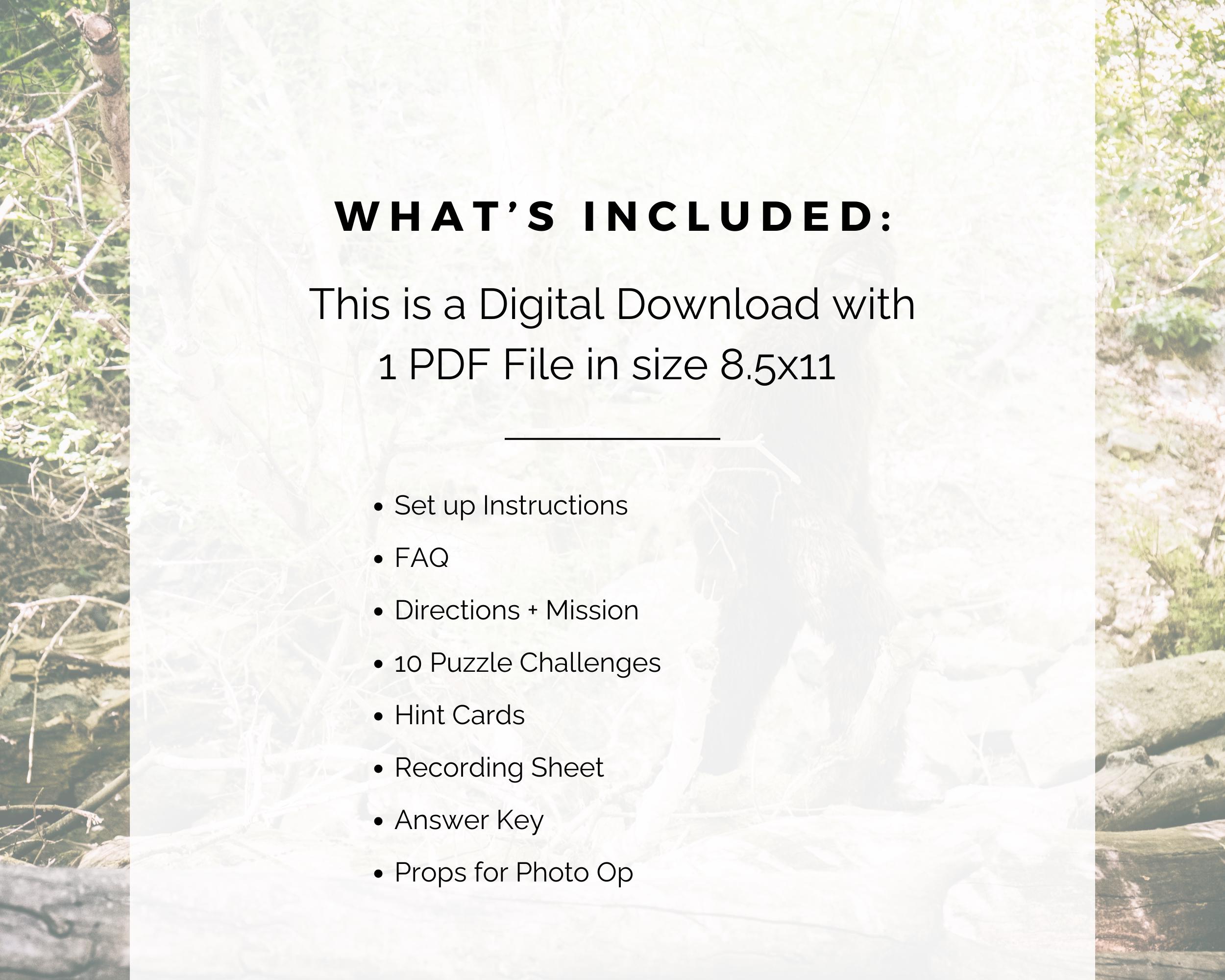 Bigfoot Escape Room for Kids, Printable Escape Room Kit, Sasquatch ...