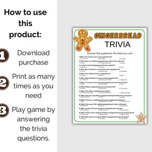 Gingerbread Trivia Game, Christmas Trivia, Christmas Cookie Party Game ...