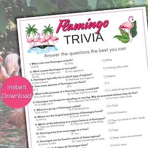 Flamingo Trivia Game, Flamingo Quiz, Printable Flamingo Game for Kids ...