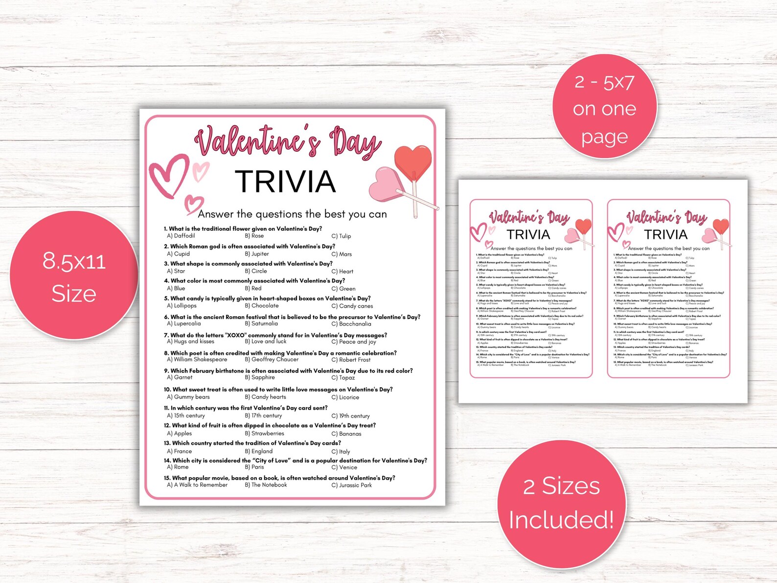 Valentines Day Trivia Game, Valentine Quiz, Valentine's Day Party ...