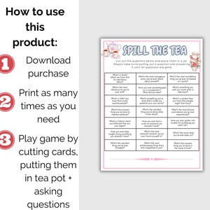 Spill the Tea Game, Printable Tea Party Games, Garden Party Game ...