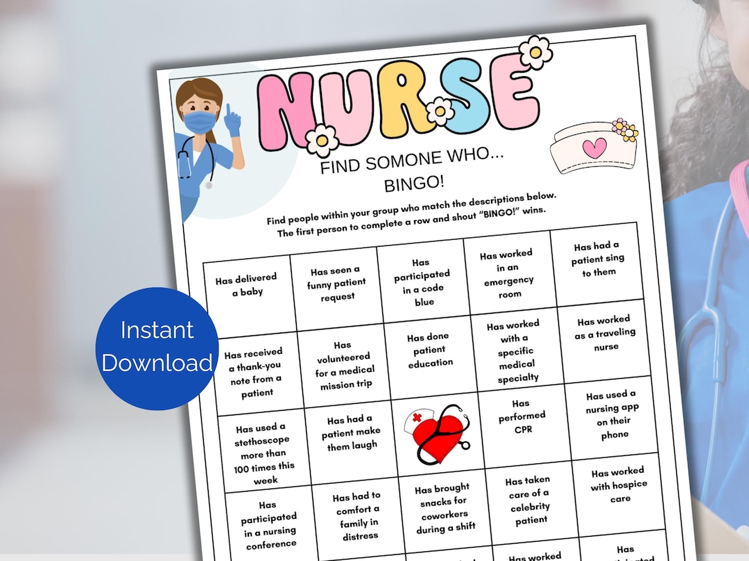 Nurse Find Someone Who Game, Nurse Graduation Game, Human Bingo Party ...