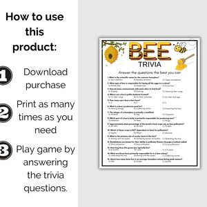 Bee Trivia Game, Bee Quiz, Printable Bee Game, Honey Bee Trivia, What ...