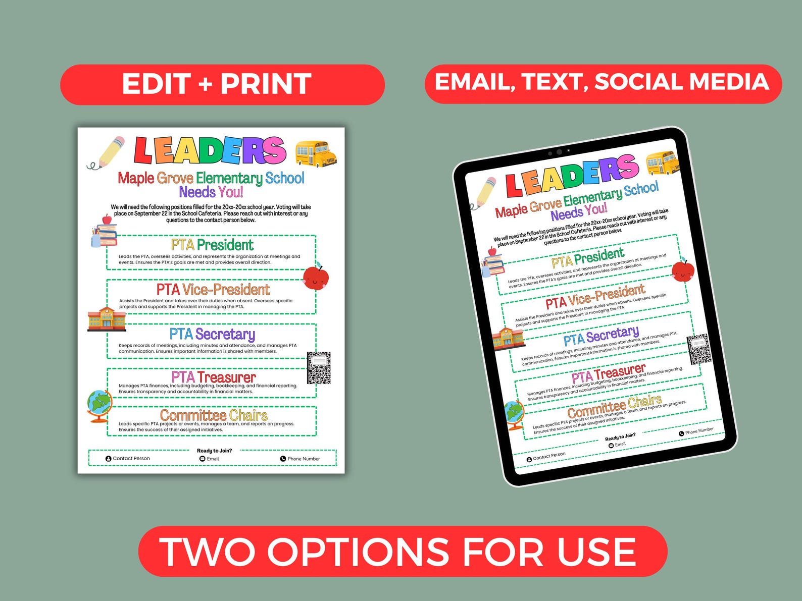 EDITABLE PTA PTO Elections Flyer Template, Pta Board Member Position ...