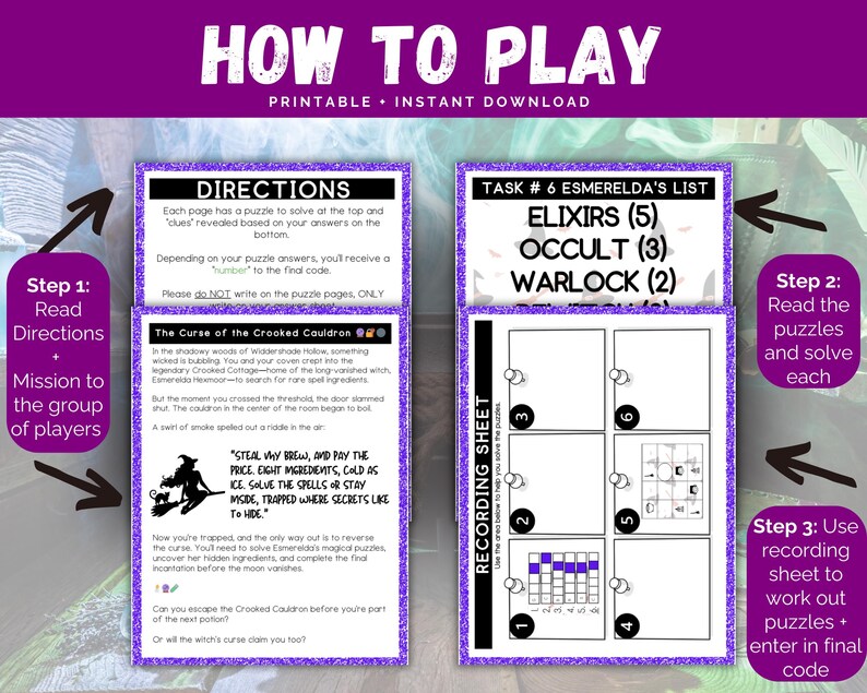 Witch Escape Room for Kids, Printable Escape Room Kit, Halloween Party ...