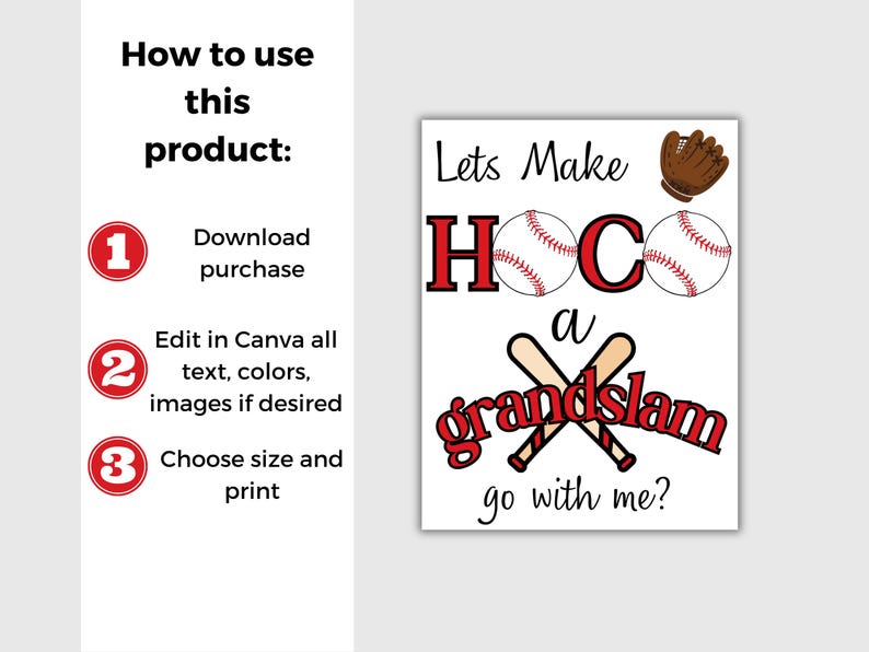Editable Baseball Homecoming Proposal Sign, Printable HOCO Poster ...