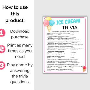 Ice Cream Trivia Game, Printable Ice Cream Quiz, Ice Cream Party Game ...