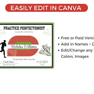 Editable Track + Field Award Certificates, 101 Printable End of Season ...