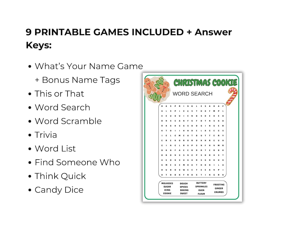Christmas Cookie Game Bundle, 9 Christmas Cookie Exchange Party Games ...