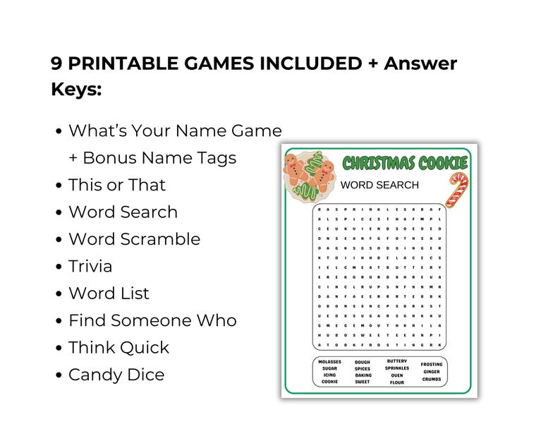 Christmas Cookie Game Bundle, 9 Christmas Cookie Exchange Party Games ...