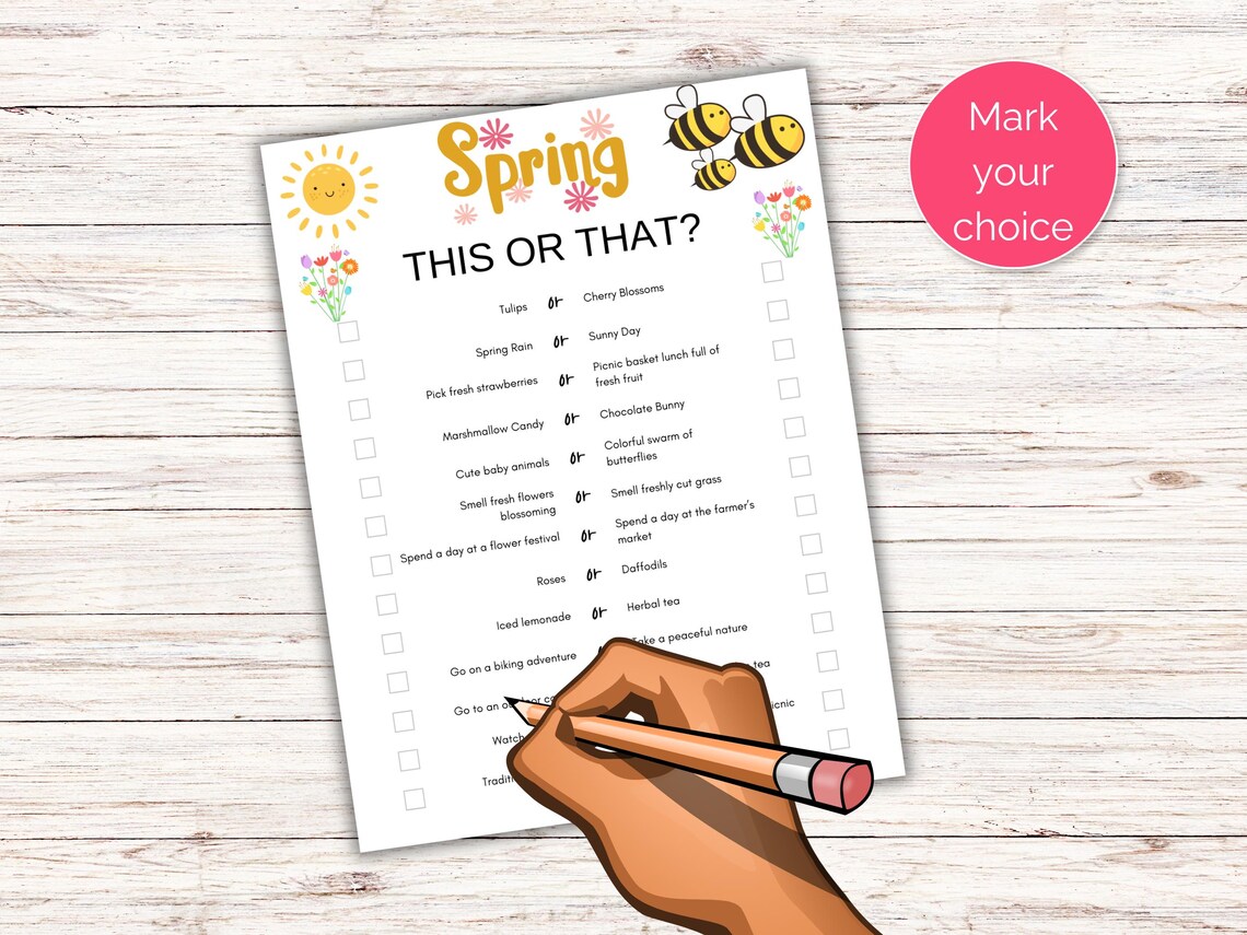 Spring This or That Game, Printable Springtime Game, Spring Icebreaker ...
