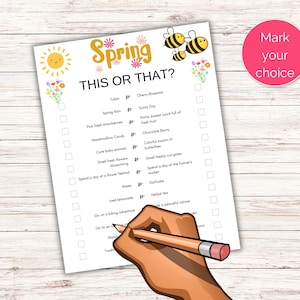 Spring This or That Game, Printable Springtime Game, Spring Icebreaker ...
