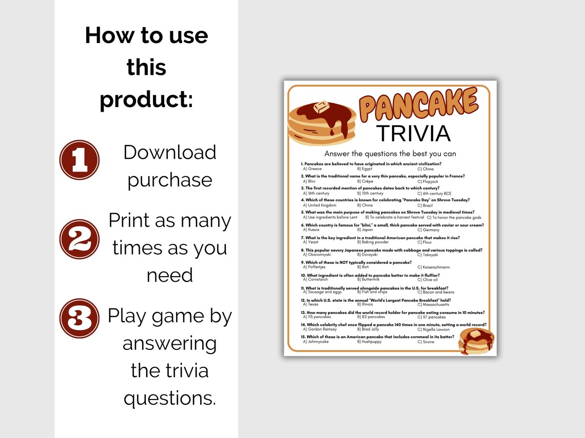Pancake Trivia Game, Pancake Quiz, Pancake Party Games, Brunch Party ...