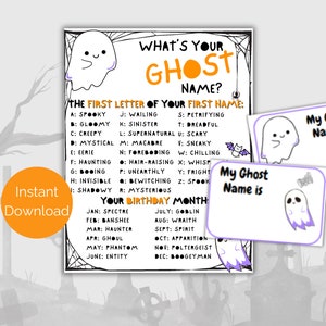 What's Your Ghost Name Game + Name Tags, Ghost Name Generator, Ghost ...