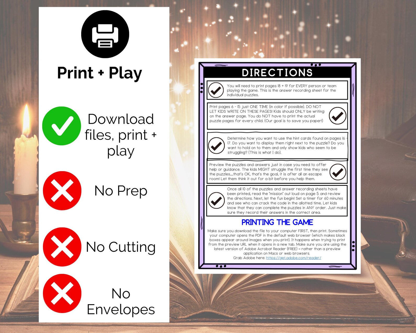 Wizard Escape Room Game for Kids, Printable Escape Room Kit, Wizard ...