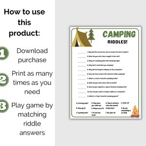 Camping Jokes, Camping Riddles, Camping Birthday Activity, Family ...