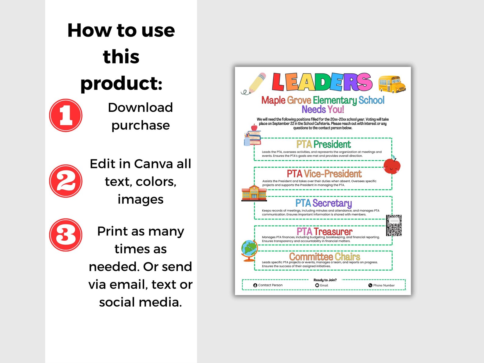 EDITABLE PTA PTO Elections Flyer Template, Pta Board Member Position ...