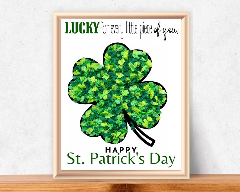 St Patricks Day Torn Paper Craft, Shamrock Torn Paper Craft, St Pattys ...