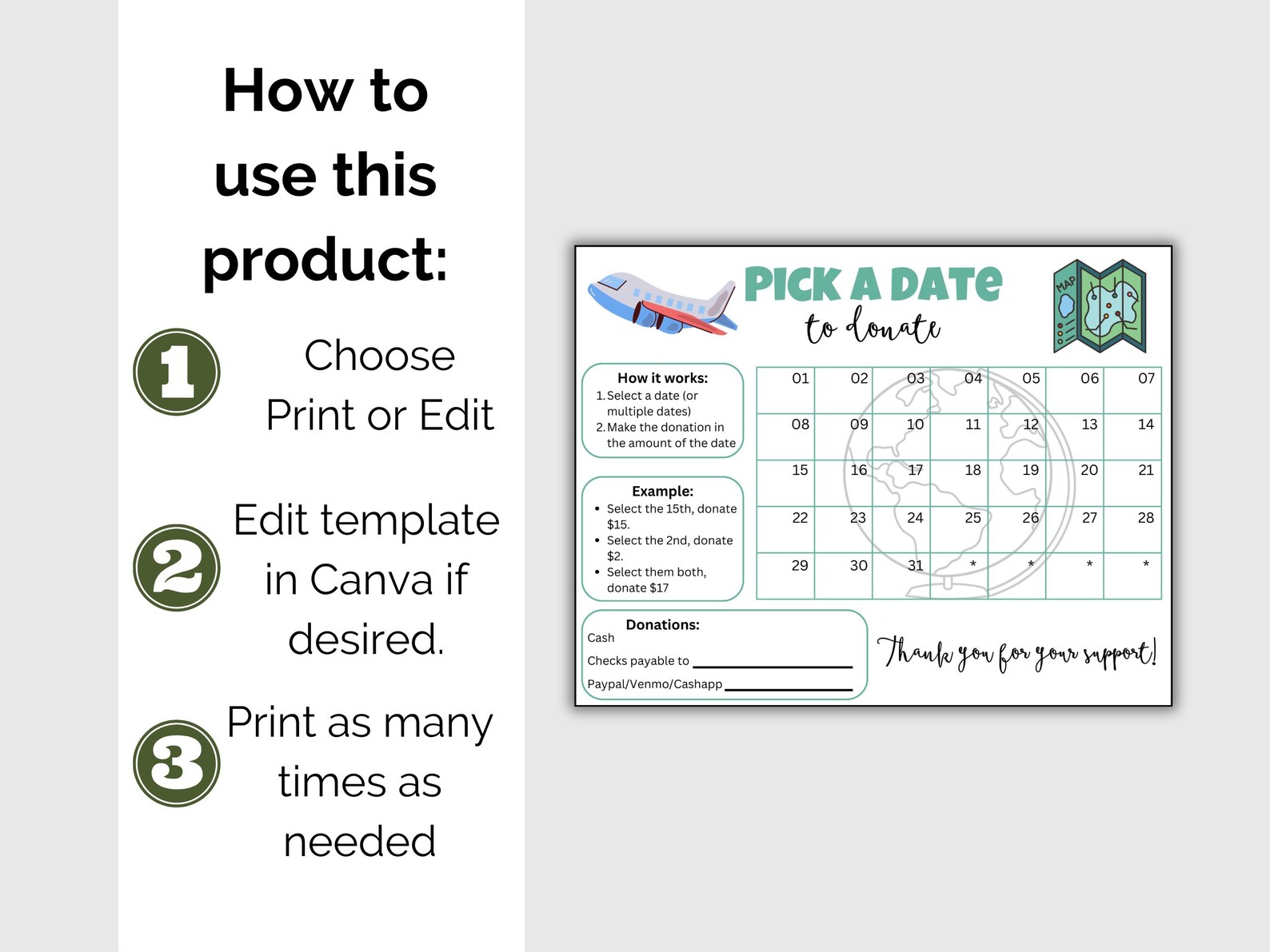 Editable Class Field Trip Pick A Date, Senior Trip Fundraiser Calendar ...