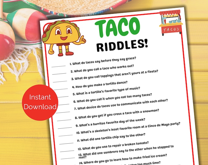 Jeu-questionnaire sur les tacos, quiz sur les tacos, jeu imprimable ...