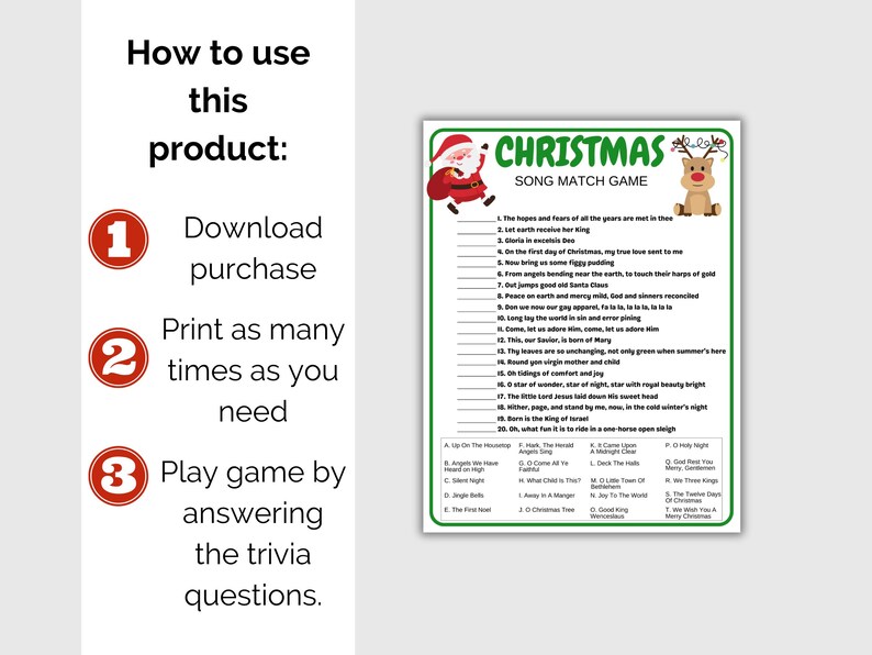 Christmas Carol Match Game, Printable Christmas Song Game, Christmas ...